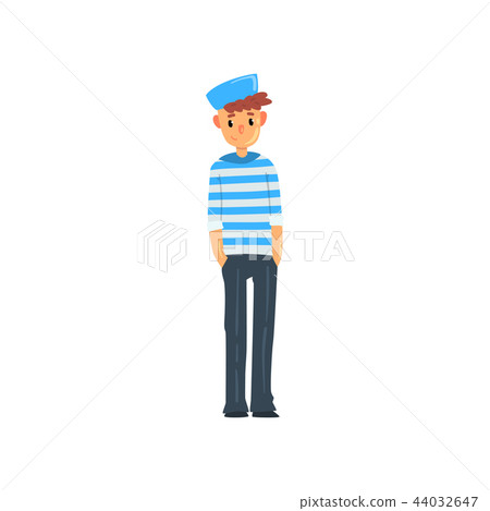 Sailor man character in striped singlet and cap... - Stock Illustration ...