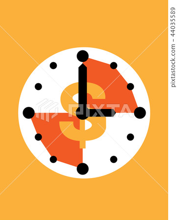 Clock with dollar sign icon in flat style - Stock Illustration ...