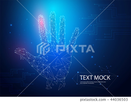 Hologram hands of lines and points. Scanning... - Stock Illustration ...