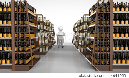 Product Shelf and Customer Aisle - Stock Illustration [44041063] - PIXTA