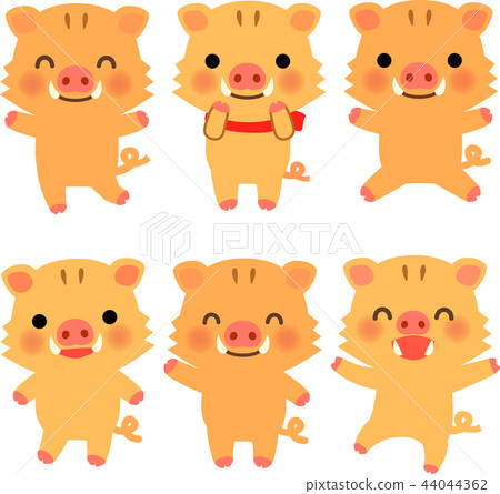 Boar character illustration set - Stock Illustration [44044362] - PIXTA