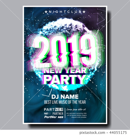 2019 Party Flyer Poster Vector. Happy New Year.... - Stock Illustration ...