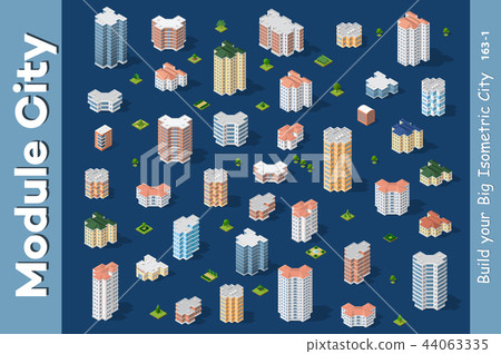 Set of modern isometric buildings - Stock Illustration [44063335] - PIXTA