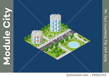 Set of modern isometric buildings - Stock Illustration [44063345] - PIXTA