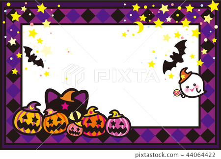 Halloween pumpkin bat cat ghost postcard - Stock Illustration [44064422 ...