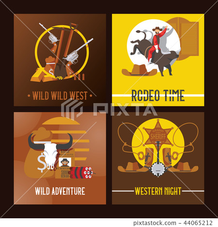 Vector wild west cowboy cards design. Templates - Stock Illustration ...
