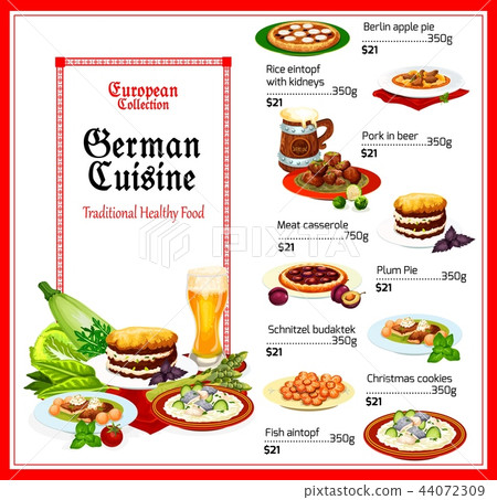 German cuisine healthy food vector menu - Stock Illustration [44072309 ...