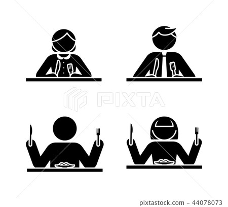 Stick figure eating icon set - Stock Illustration [44078073] - PIXTA