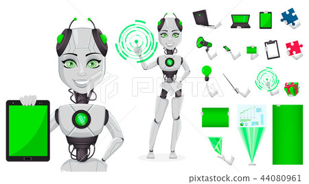 Robot with artificial intelligence, female bot - Stock Illustration ...