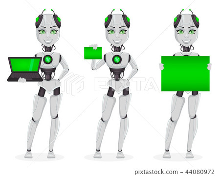 Robot with artificial intelligence, female bot - Stock Illustration ...