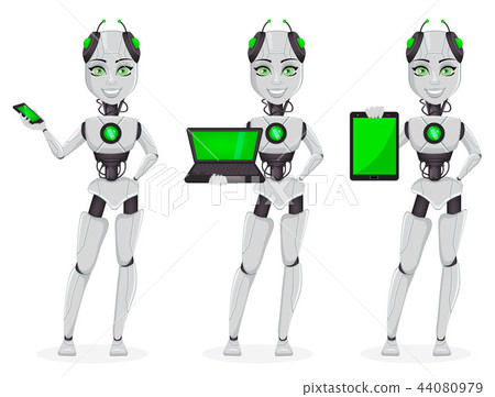 Robot with artificial intelligence, female bot - Stock Illustration ...