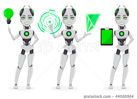 Robot with artificial intelligence, female bot - Stock Illustration ...