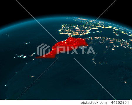 Orbit view of Morocco at night - Stock Illustration [44102594] - PIXTA