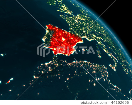 Night view of Spain on Earth-插圖素材 [44102696] - PIXTA圖庫