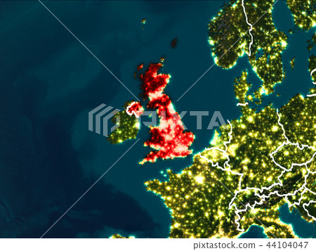 Map of United Kingdom at night - Stock Illustration [44104047] - PIXTA