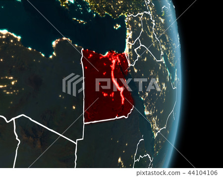 Orbit view of Egypt at night - Stock Illustration [44104106] - PIXTA
