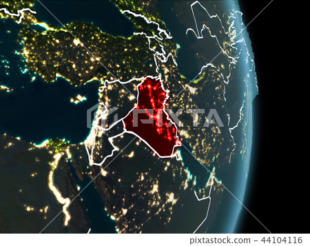 Orbit view of Iraq at night - Stock Illustration [44104116] - PIXTA