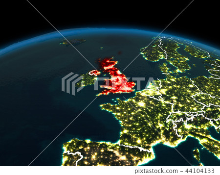 United Kingdom on Earth at night - Stock Illustration [44104133] - PIXTA