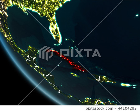 Satellite view of Cuba at night - Stock Illustration [44104292] - PIXTA