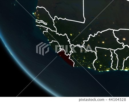 Satellite view of Liberia at night - Stock Illustration [44104328] - PIXTA