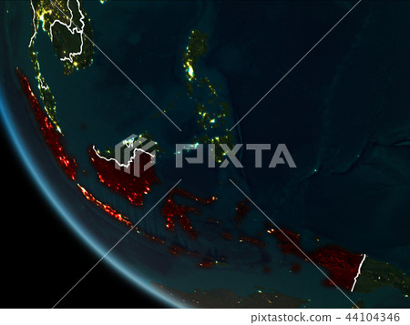 Satellite view of Indonesia at night - Stock Illustration [44104346 ...