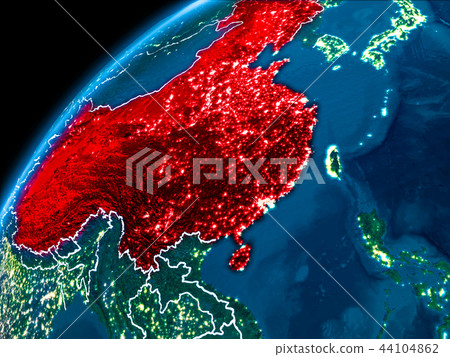 Map of China at night - Stock Illustration [44104862] - PIXTA