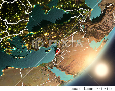 Sun rising above Lebanon from space - Stock Illustration [44105128] - PIXTA