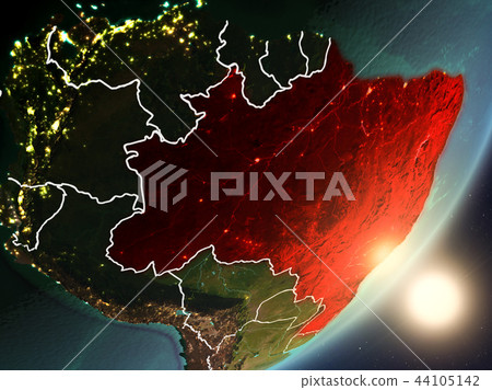 Sun rising above Brazil from space - Stock Illustration [44105142] - PIXTA