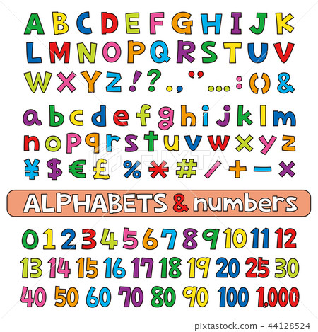 Alphabet and numbers font border color - Stock Illustration [44128524 ...