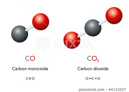 Carbon monoxide and carbon dioxide molecules - Stock Illustration ...