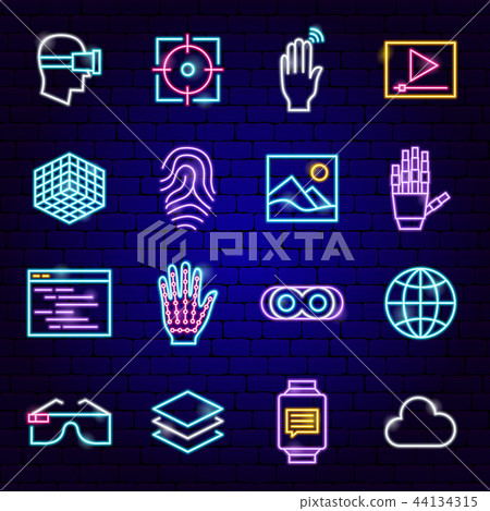 Augmented Reality Neon Icons - Stock Illustration [44134315] - PIXTA