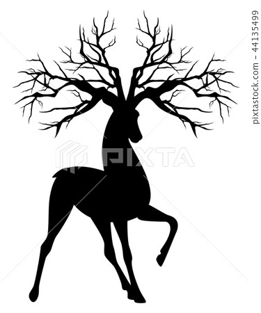 deer stag with tree antlers vector design - Stock Illustration ...