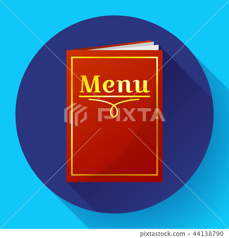 Cafe, restaurant red menu book icon in flat style. - Stock Illustration ...