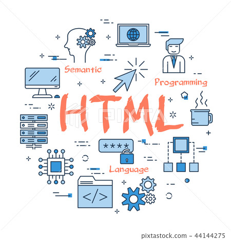 Round linear banner - HTML concept - Stock Illustration [44144275] - PIXTA