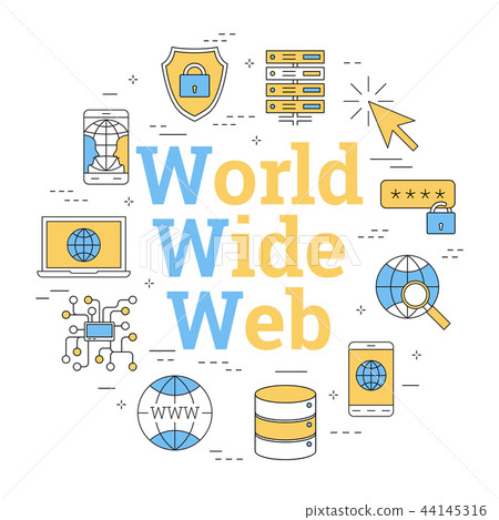 Round lineart concept World Wide Web - Stock Illustration [44145316 ...