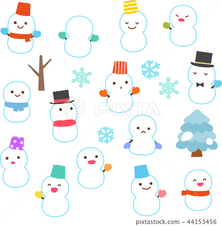 Illustration set of many snowmen - Stock Illustration [44153456] - PIXTA