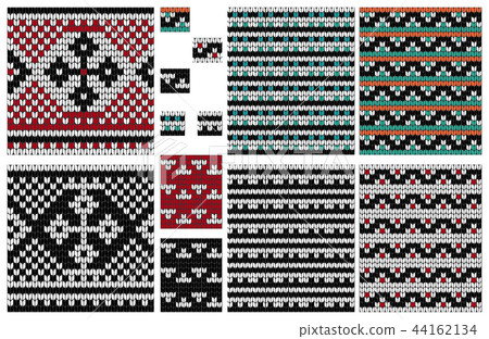 Set of knitting seamless pattern with cross - Stock Illustration ...