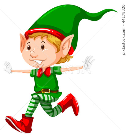 Happy christmas elf running - Stock Illustration [44179320] - PIXTA