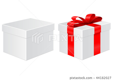 Gift box, without and with red ribbon - Stock Illustration [44182027 ...