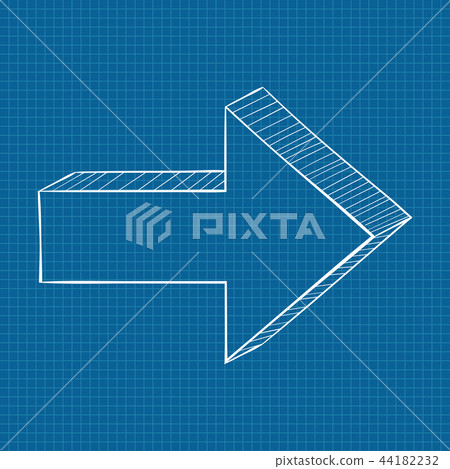 Arrow. Hatching technique. White sign on... - Stock Illustration ...