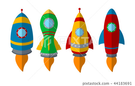 Set of colorful rocket isolated on white backgroun - Stock Illustration ...