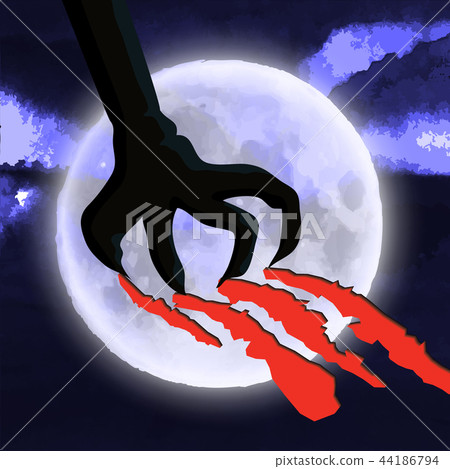 monster's paw with claws on moon background - Stock Illustration ...