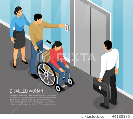 Disabled Woman Isometric Illustration - Stock Illustration [44188580 ...