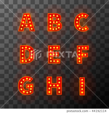 Lighting bulb font, bright alphabet - Stock Illustration [44192114] - PIXTA