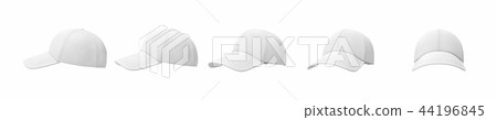 3d rendering of five white baseball caps shown... - Stock Illustration ...