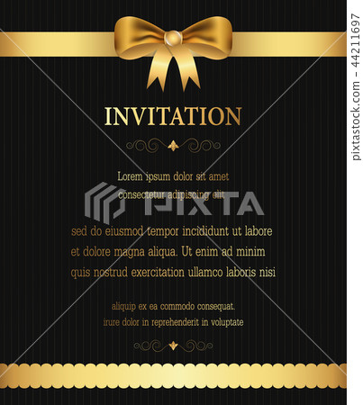 Golden ribbon invitation card pattern - Stock Illustration [44211697 ...
