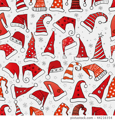 Set of Christmas hats on brown parcel paper... - Stock Illustration ...