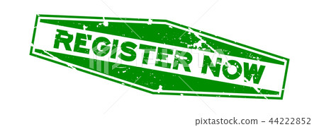 Grunge green register now hexagon rubber stamp - Stock Illustration ...