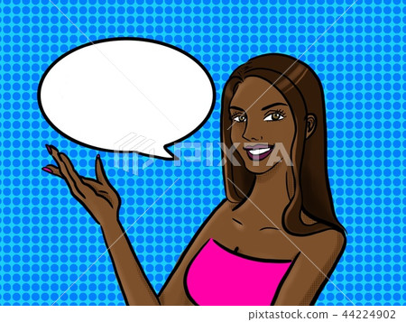American comic style woman introducing something - Stock Illustration ...