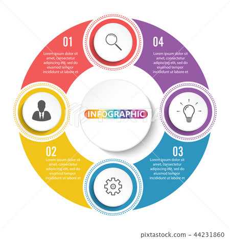 Vector infographic circle template with 4 steps. - Stock Illustration ...